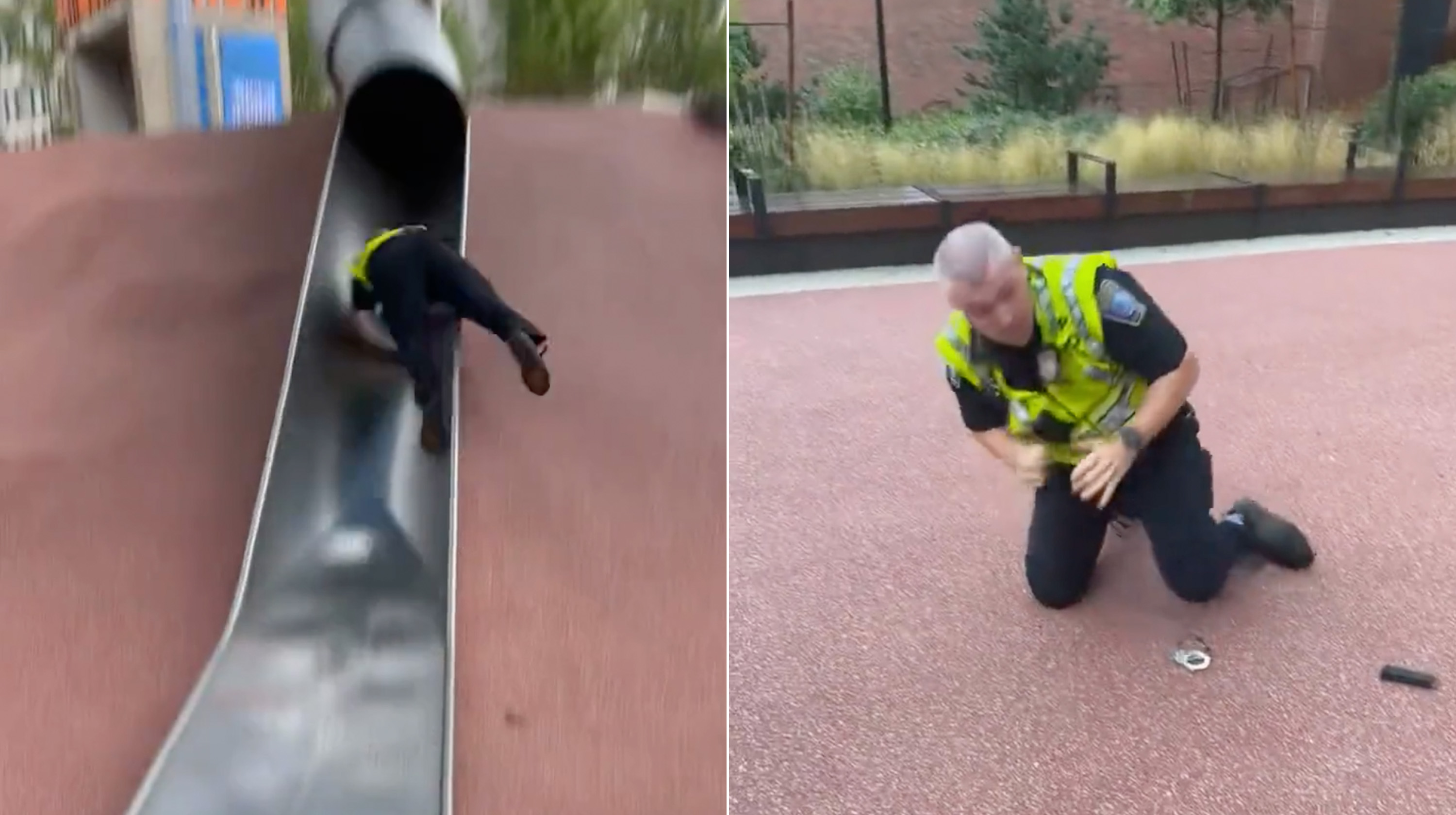 Who Posted The Original Boston Cop Falling Down Slide Video The
