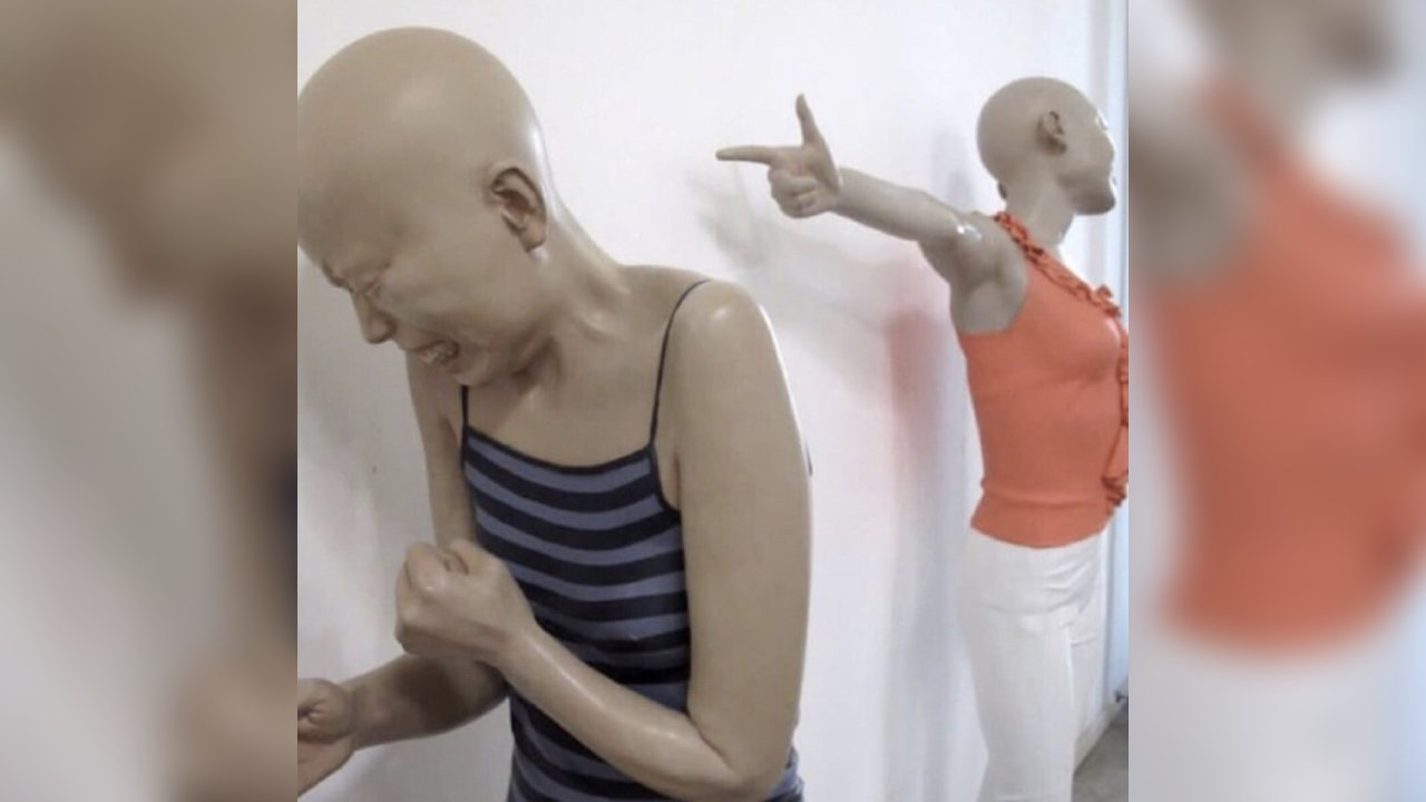 Mannequin Pointing At Crying Mannequin This MF Paid For Twitter 