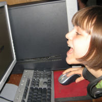 girl yelling at a computer