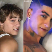 POV You're Getting Arrested tiktok trend with two examples of men performing the trend looking backward into the camera over their shoulders.