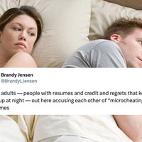 Microcheating slang term depicting a meme about a "Thinking about other women" microcheating meme.