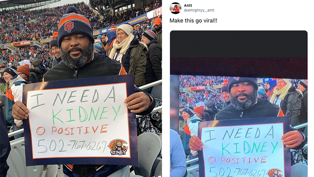 Marcus Edward's "I Need a Kidney" Sign | Know Your Meme