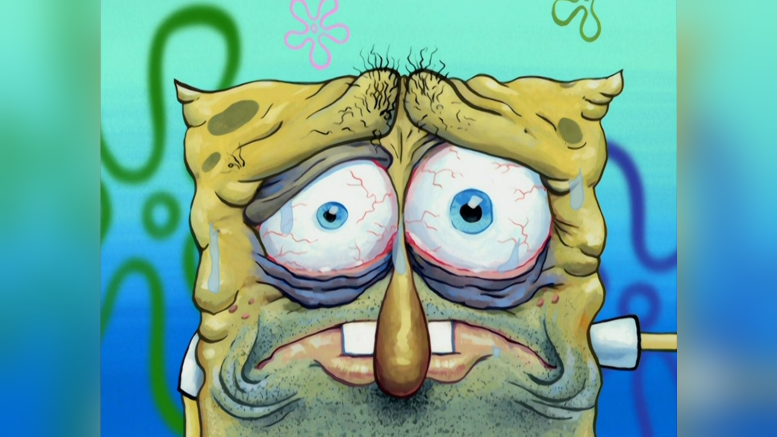 Spongebob Two Black Eyes Sleep Deprived Spongebob Know Your Meme 