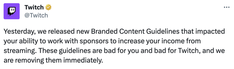 Twitch Acknowledges Branded Content Changes Were Bad, Actually, Tosses ...