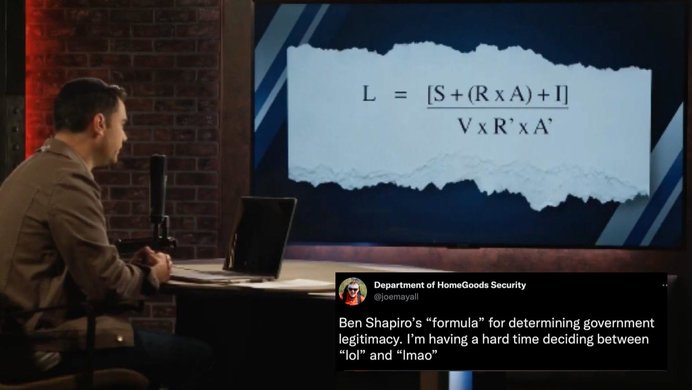 Ben Shapiro Drops Formula To Compute The Government's Legitimacy ...
