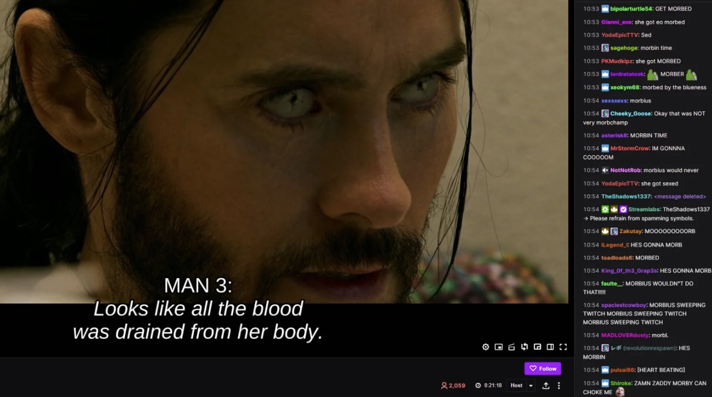 'Morbius' Streams In Its Entirety On Twitch For Over 12 Straight Hours ...