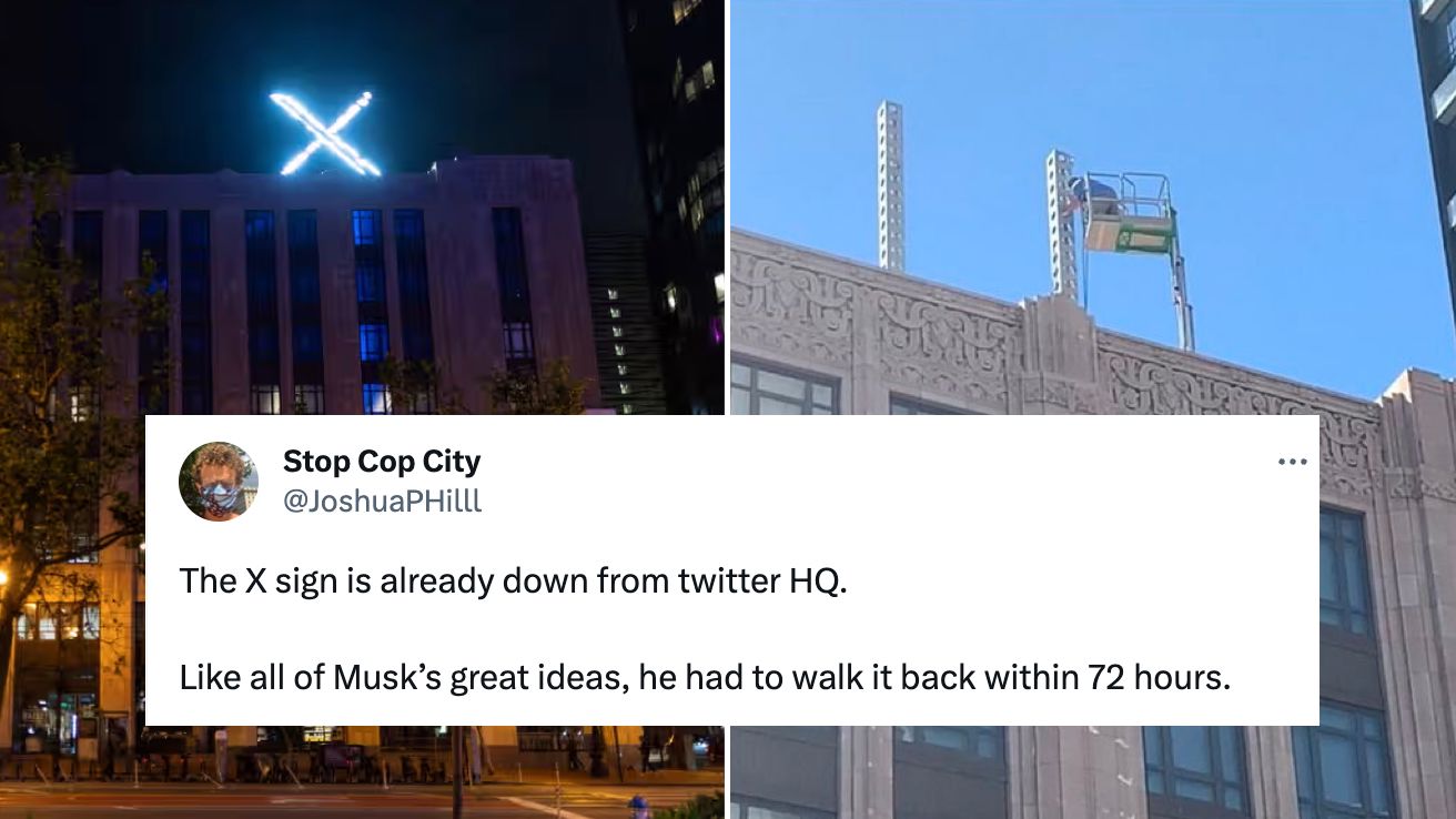 Twitter's X Sign Goes Up, Comes Down Over Headquarters In What Many See ...