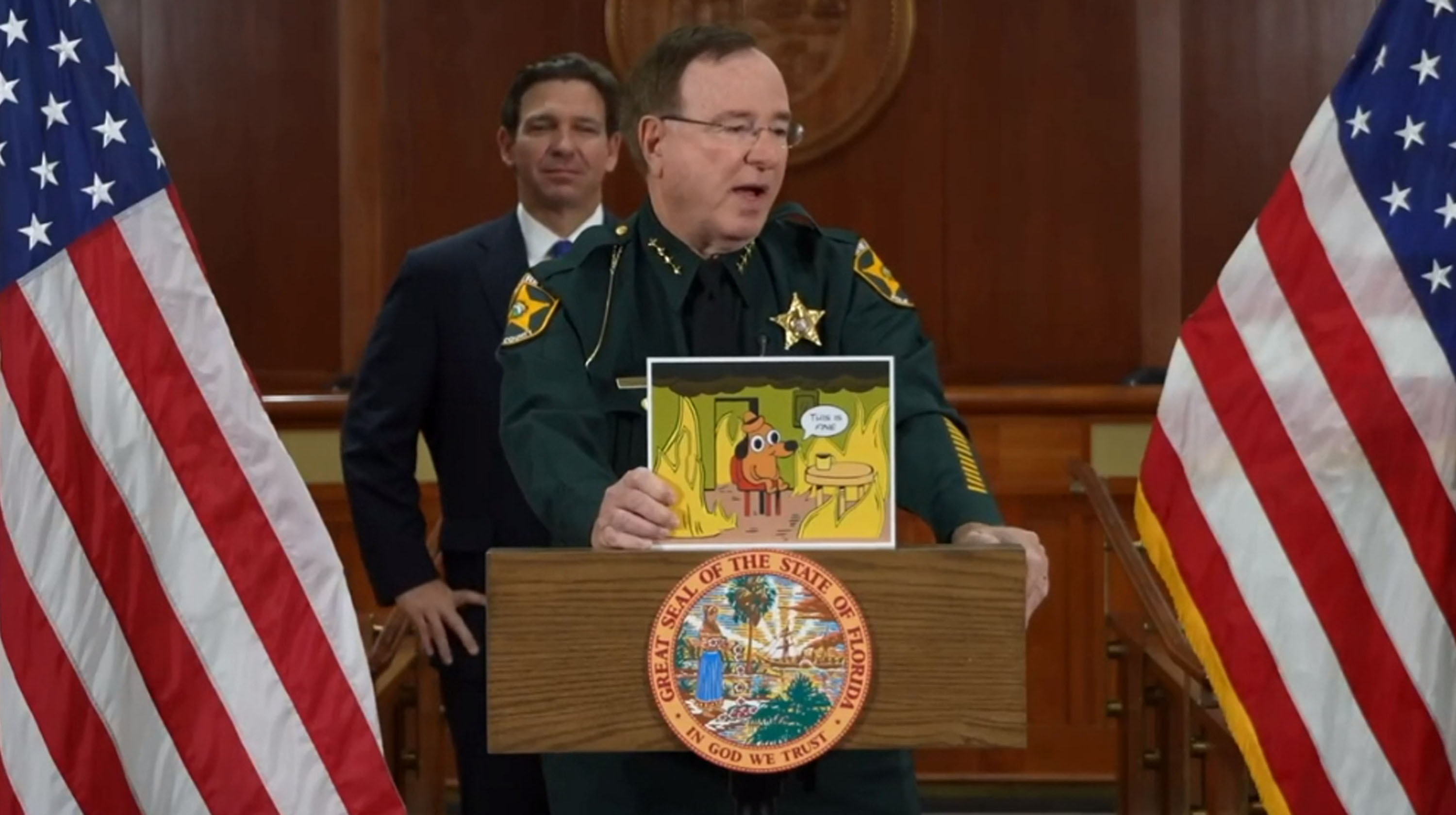 Florida Sheriff Grady Judd Uses 'This Is Fine' Meme At Official Press ...