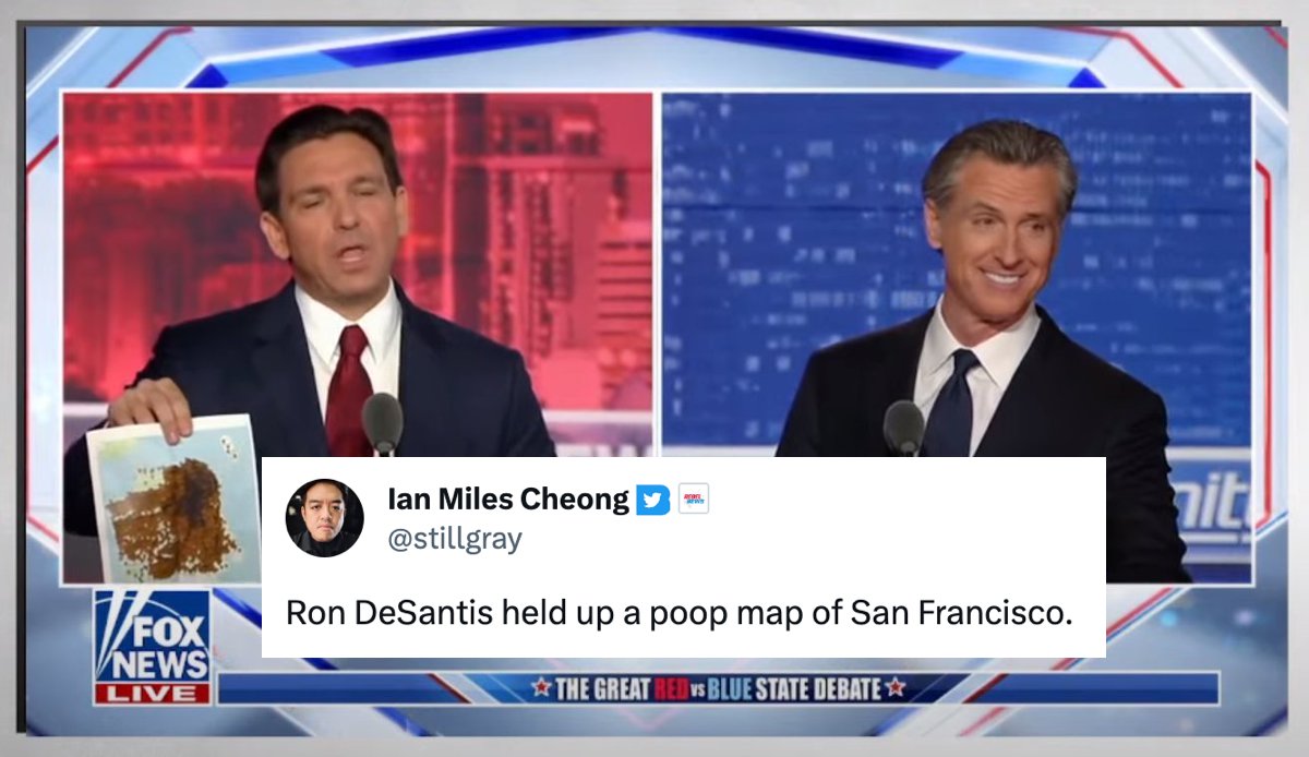 Ron DeSantis Waves 'Poop Map' In Gavin Newsom's Face, Prompting Cheers ...