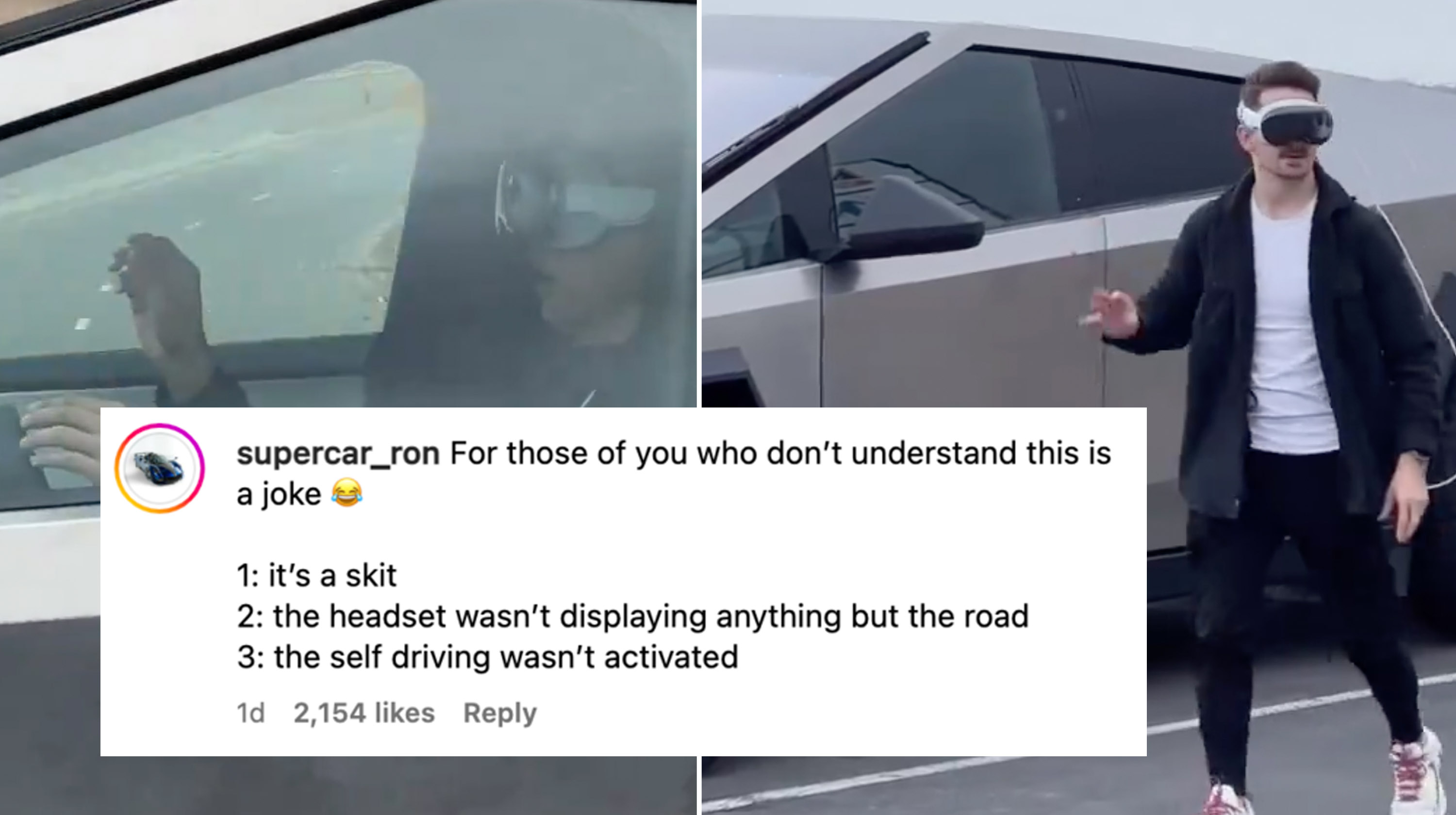 Videos Of Cybertruck Drivers Wearing Apple Vision Pro Headsets ...