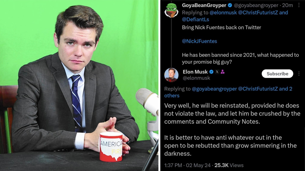 Elon Musk To Reinstate Nick Fuentes, Head Of Groyper White Nationalist ...