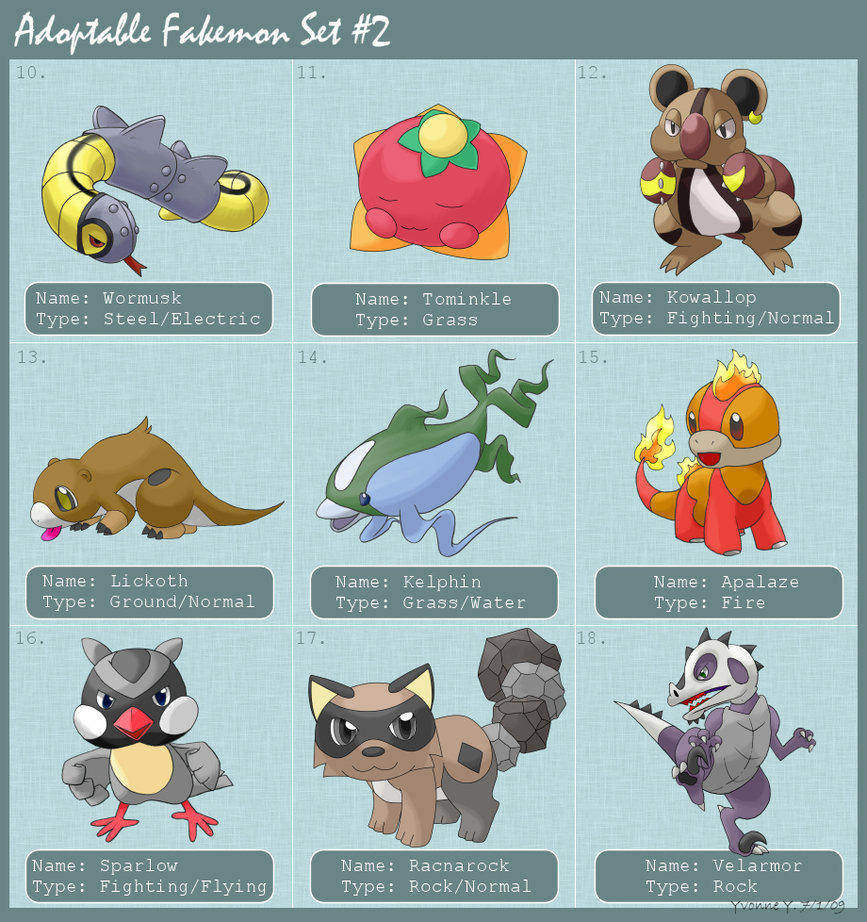Adoptable fakemon set 2 | Fakemon | Know Your Meme