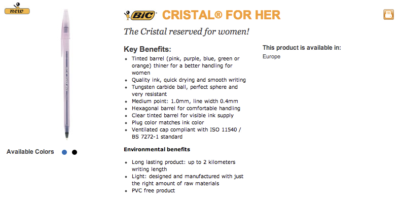 Product Description | BIC's For Her Ballpoint Pen Reviews | Know Your Meme