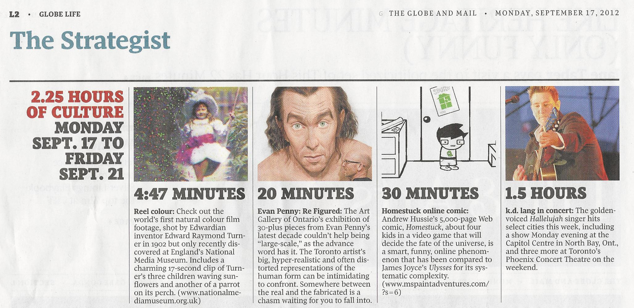 Homestuck mentioned in Canadian newspaper The Globe and Mail ...