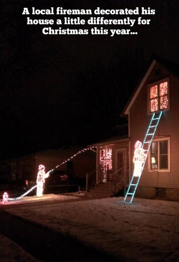 A Fireman's Christmas Light Decoration | Holiday Light Show Videos ...