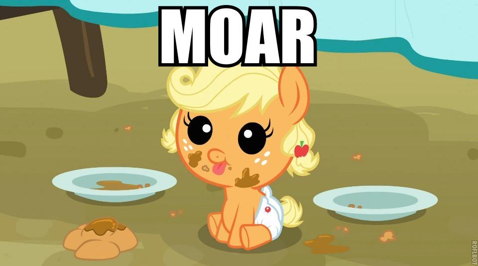 Baby Applejack requires moar | MOAR | Know Your Meme