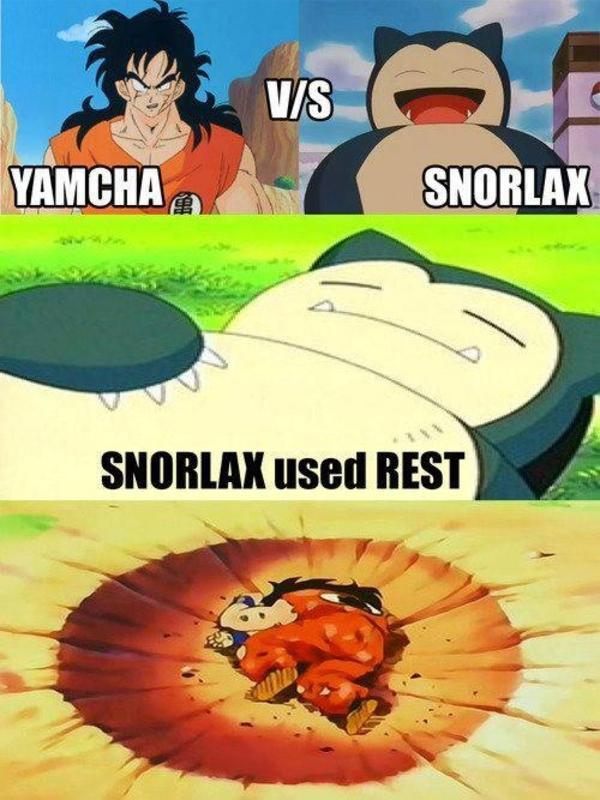 Yamcha vs Snorlax | Yamcha's Death Pose | Know Your Meme