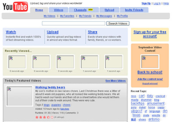 YouTube Homepage (September 2005) | YouTube | Know Your Meme