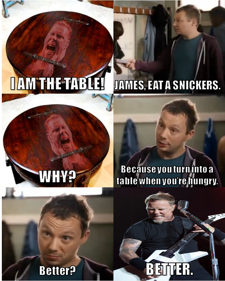Snickers - James Hetfield | Snickers "Hungry?" Commercials | Know Your Meme