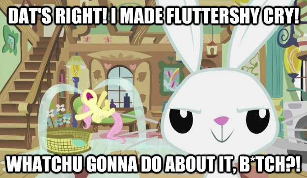 Dat's right! I made Fluttershy cry! Whatchu gonna do about it, b*tch ...