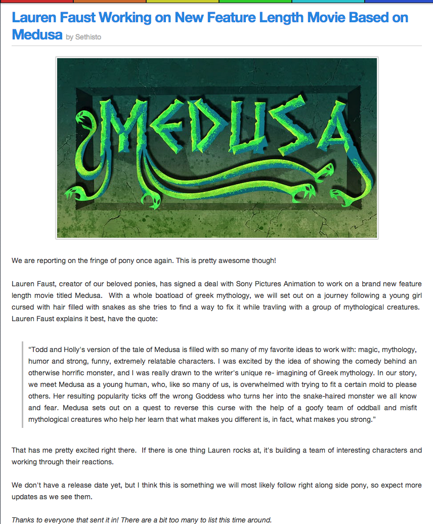 Faust working on a new movie based on Medusa for Sony Animation. Get ...