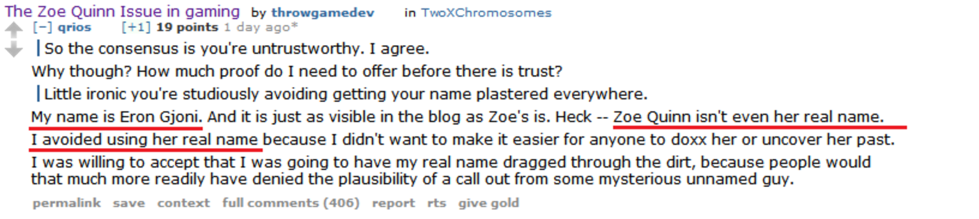 Eron speaks again | Zoë Quinn | Know Your Meme