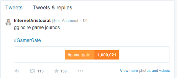 1,000,000+ tweets | GamerGate | Know Your Meme