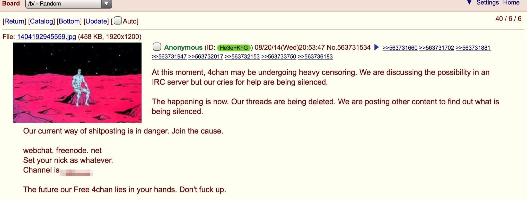 On the first day 4chan was censored | GamerGate | Know Your Meme