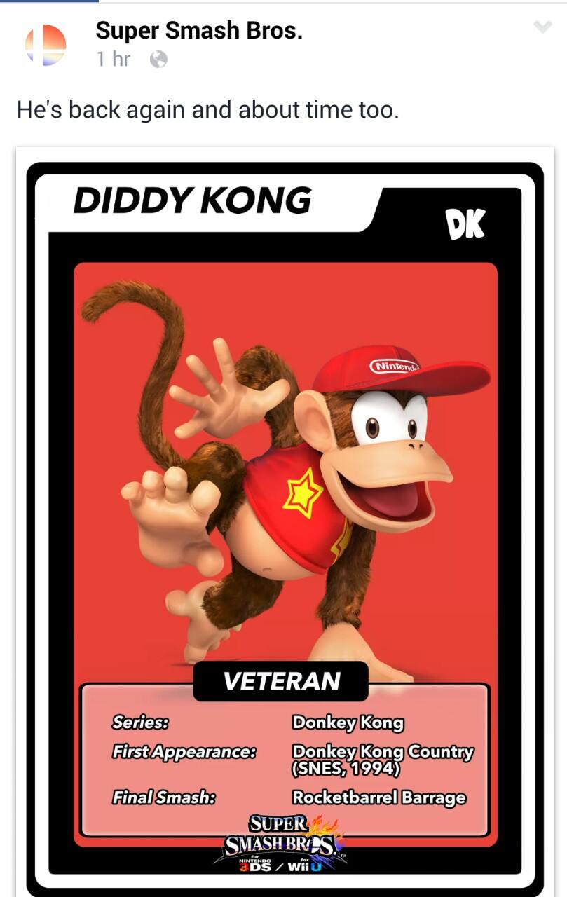 Facebook Smash Card: Diddy Kong | Super Smash Brothers | Know Your Meme