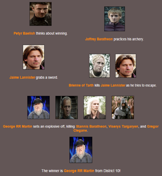 Hunger Game of Thrones | Hunger Games Simulator | Know Your Meme