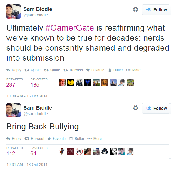 "Bring Back Bullying" - Sam Biddle | GamerGate | Know Your Meme