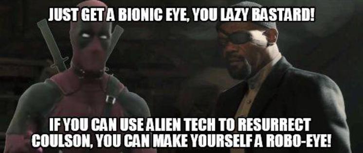 Just get a bionic eye, you lazy bastard! | The Avengers | Know Your Meme