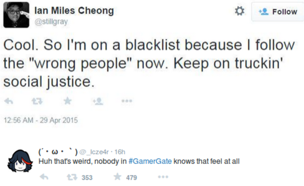 Cheong on blocklist | GamerGate | Know Your Meme