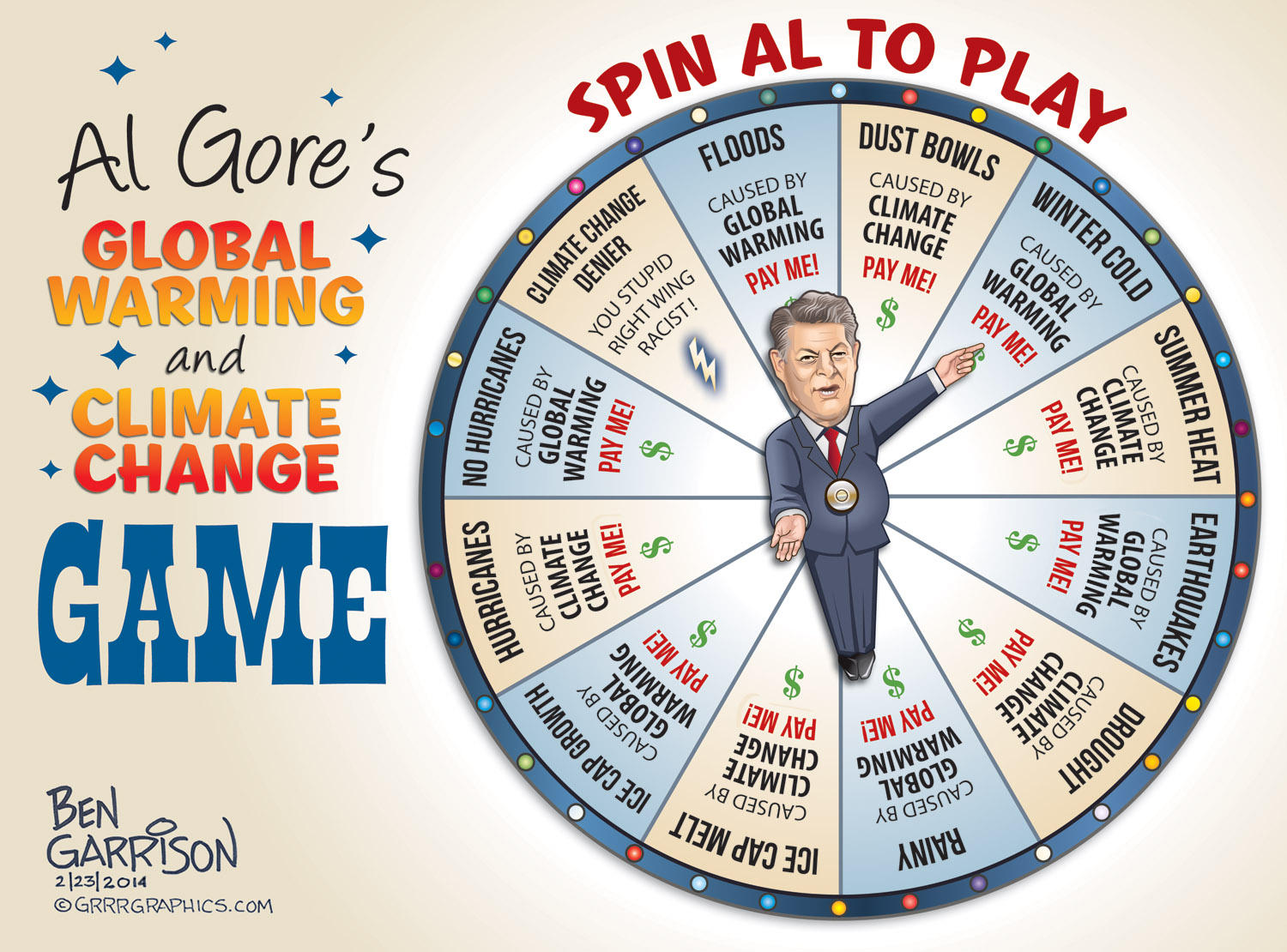 Al "payMe" Gore's Climate Change game, spin to play | Ben Garrison ...