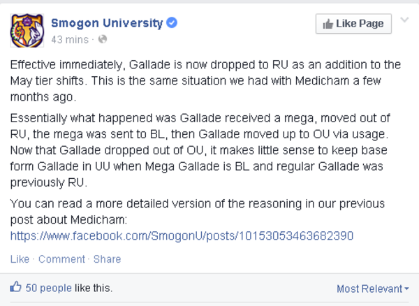 Gallade placed back in RU | Pokémon | Know Your Meme