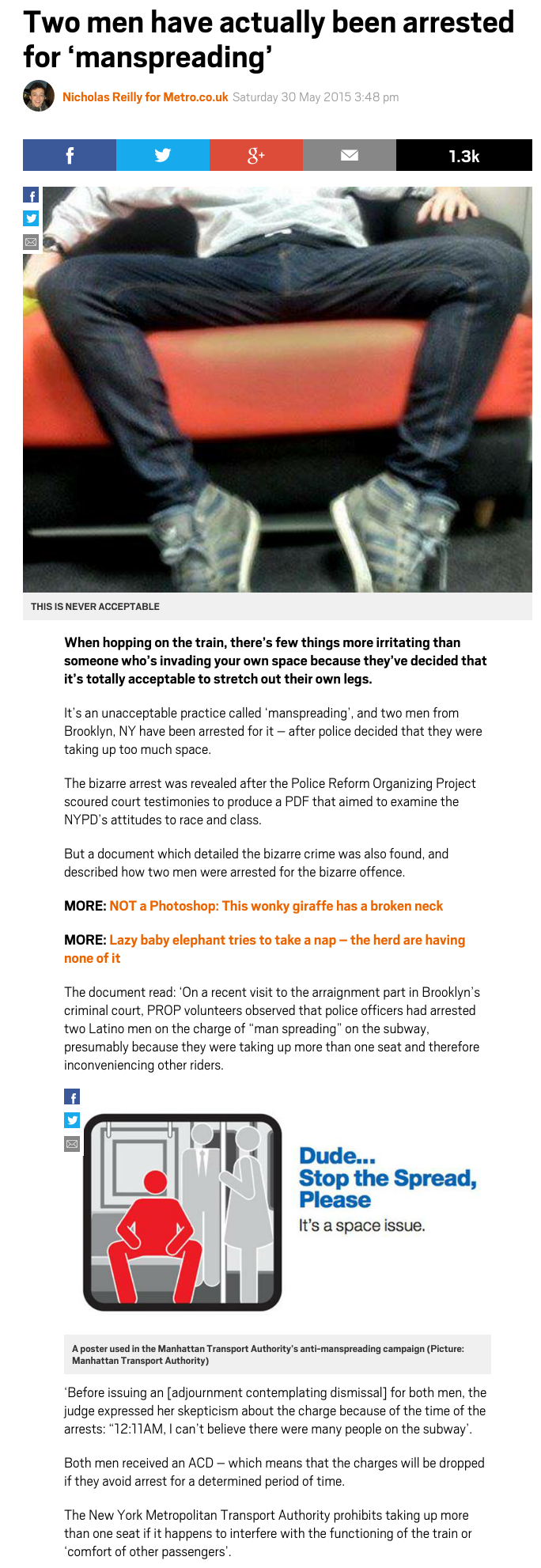 Two men got arrested for manspreading | Manspreading | Know Your Meme