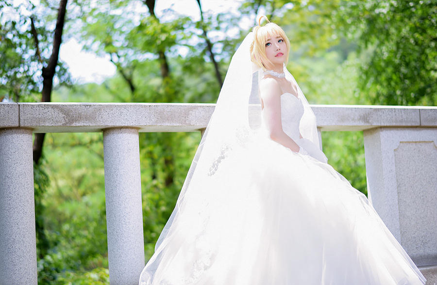 saber wedding dress cosplay 1 | Cosplay | Know Your Meme
