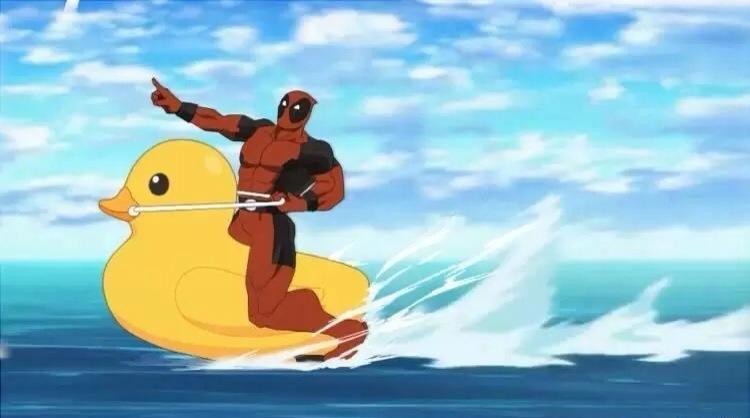 Deadpool riding a Rubber Duck | Waterskating Battleship Girls | Know ...