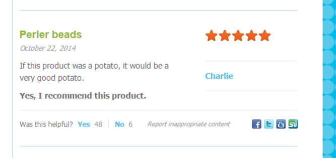 My life is Perler | Fake Customer Reviews | Know Your Meme