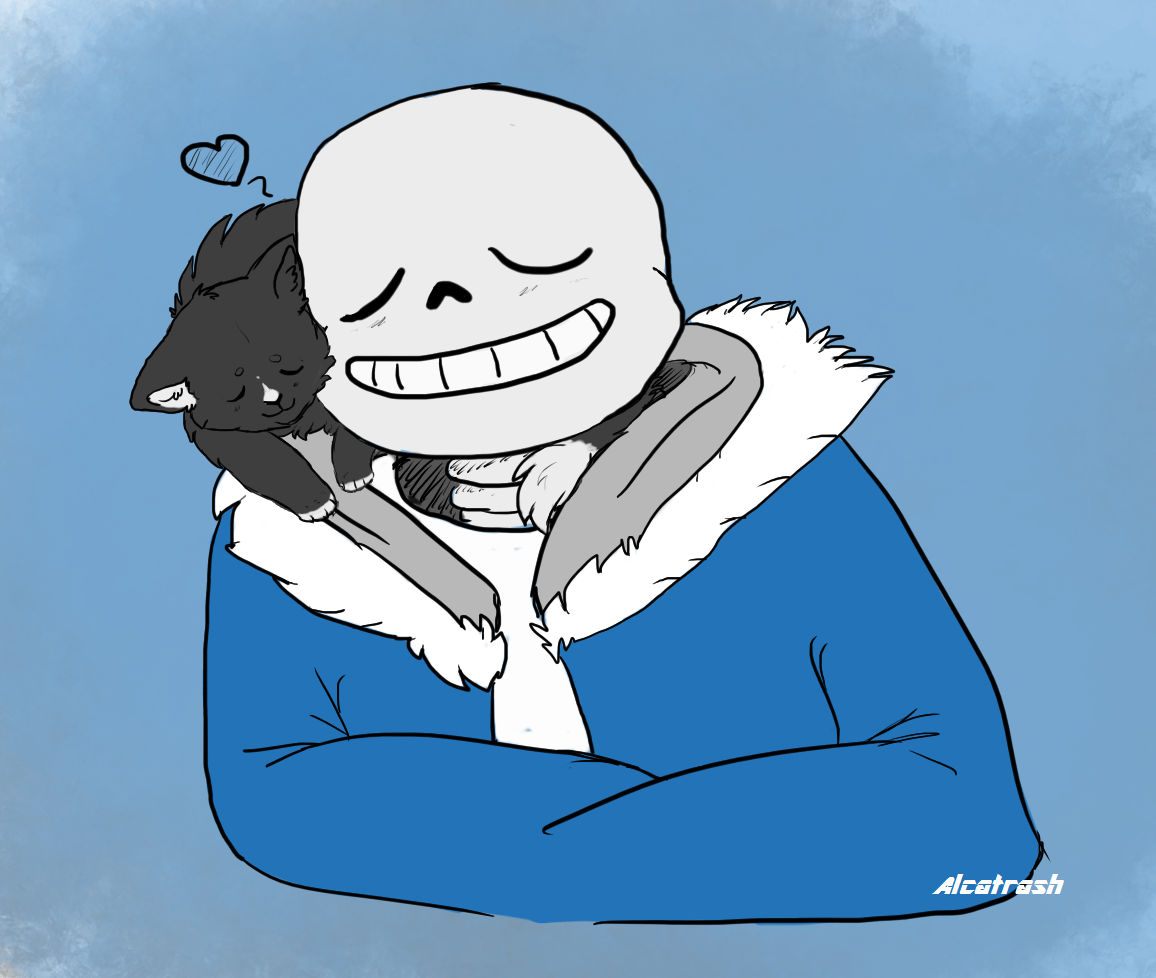 sans and a kitty cat by alcatroz | Undertale | Know Your Meme
