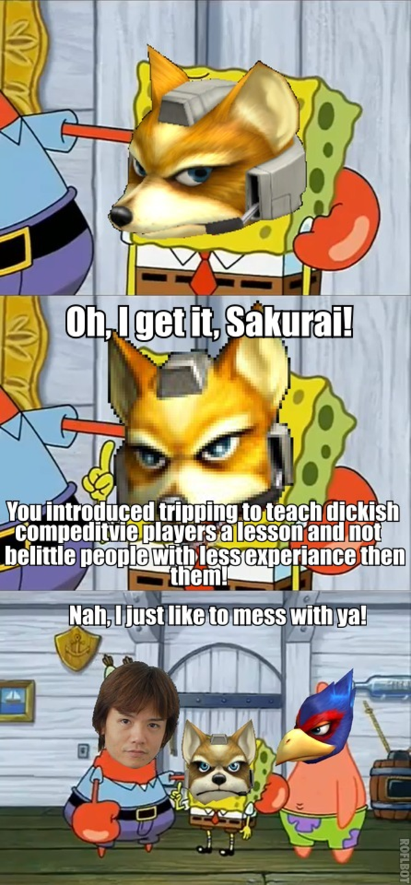 Sakurai on tripping to Meleelitests | Super Smash Brothers | Know Your Meme