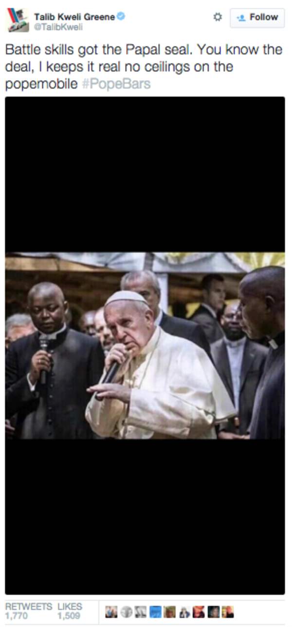 Talib Kweli's tweet | Pope Bars | Know Your Meme