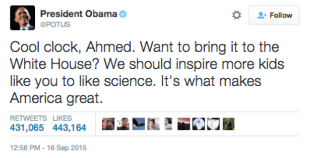 @POTUS' Tweet | #IStandWithAhmed | Know Your Meme