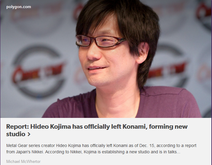 Kojima is free! | Hideo Kojima | Know Your Meme