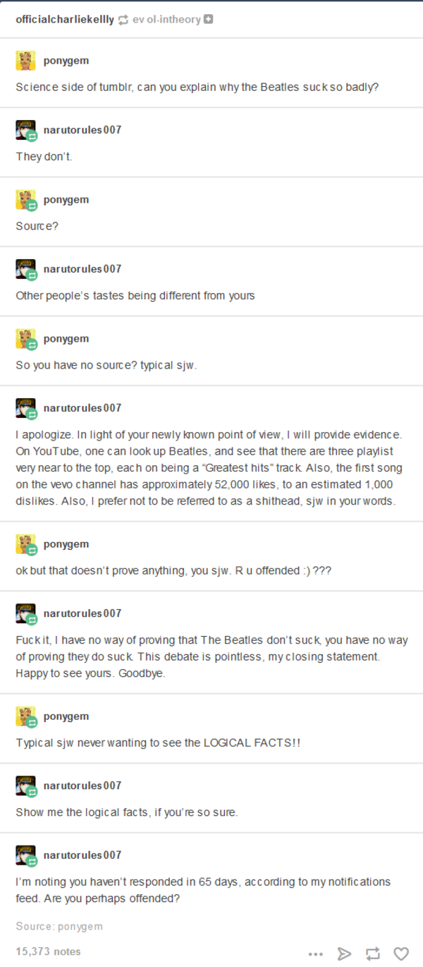 typical sjw argument | Social Justice Warrior | Know Your Meme