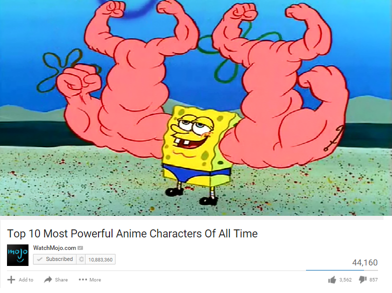 Musclebob Buffpantsu | Top 10 Anime List Parodies | Know Your Meme