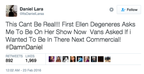 Daniel Laraa's tweet | Damn Daniel | Know Your Meme