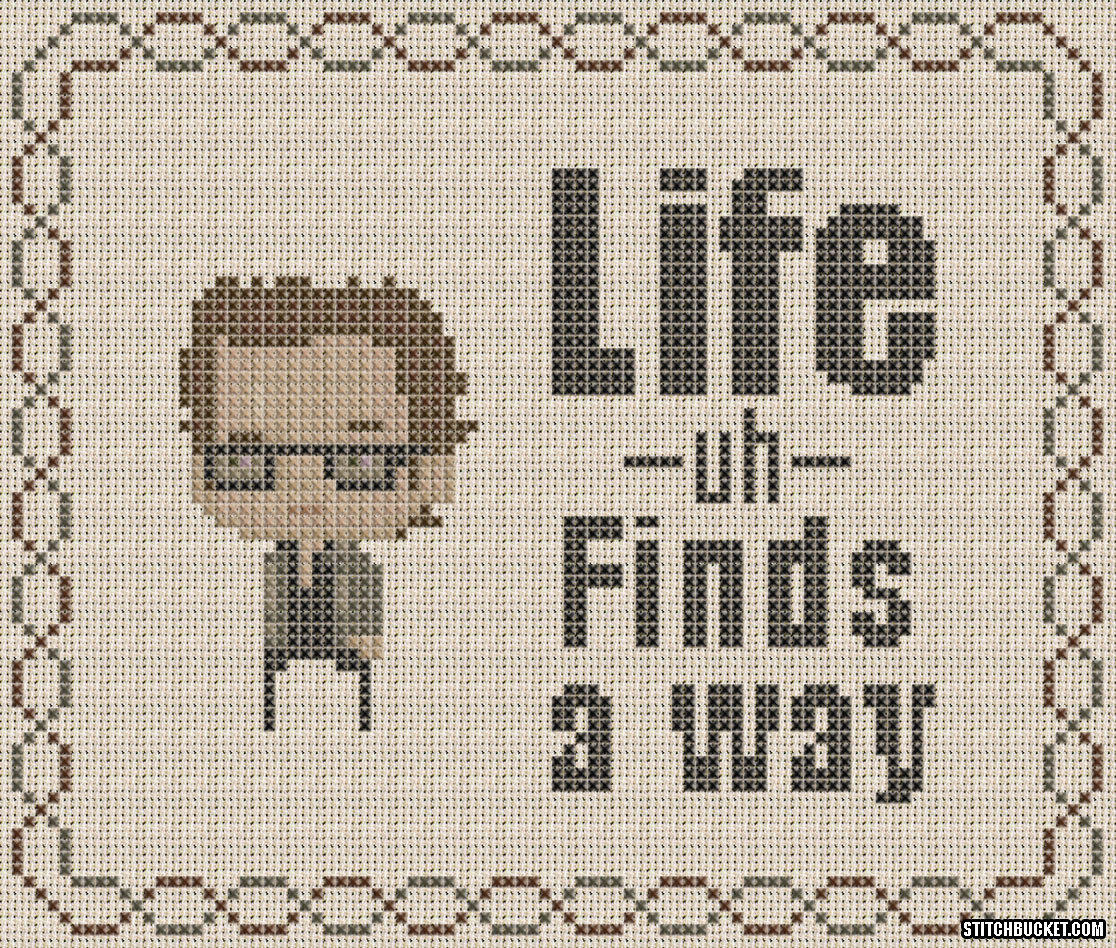 Ian Malcolm "Life Finds A Way" Jurassic Park Cross Stitch Pattern ...