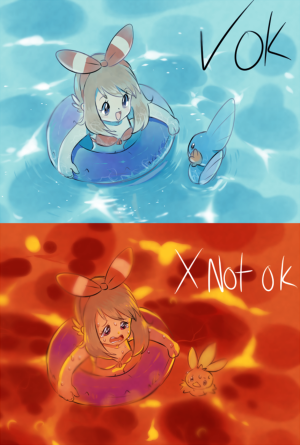 May tried to swim in lava. | Pokémon | Know Your Meme