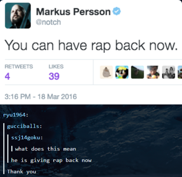 thanks | Markus Persson / Notch | Know Your Meme